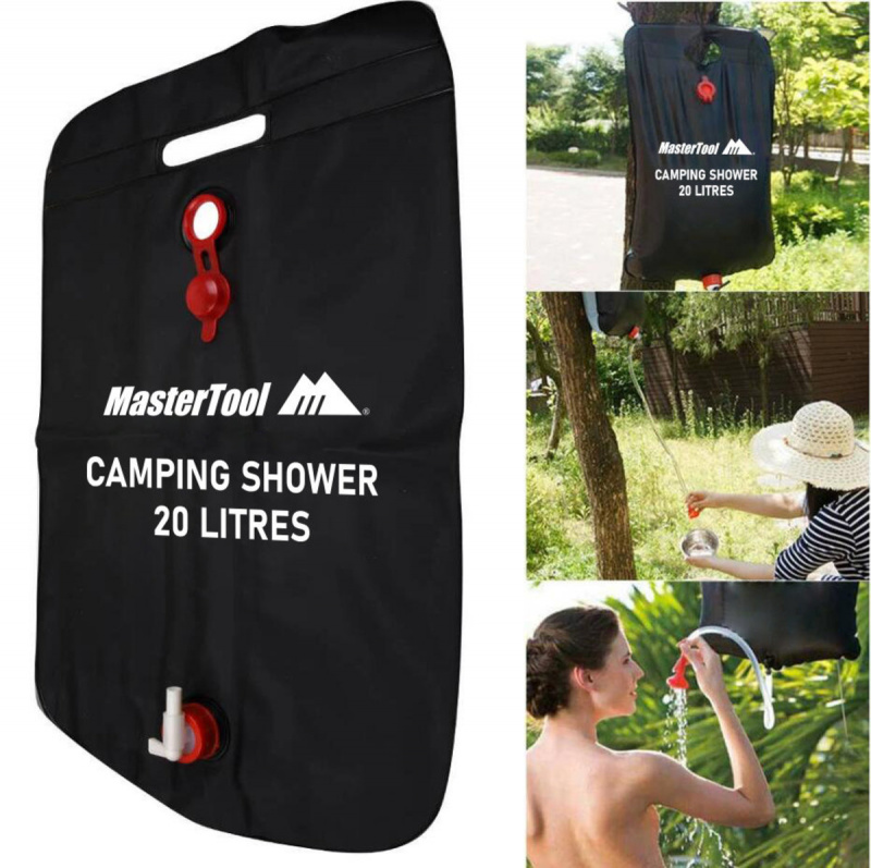 Master Tool 淋浴袋-20L，露營野外摺疊水袋，戶外太陽能熱水袋 - MasterTool