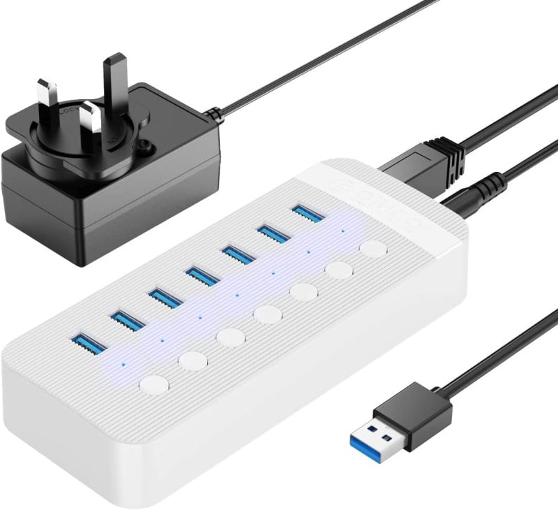 ORICO 7 Port USB 3.0 Hub BC1.2 With Individual Switches 獨立開關 [CT2U3-7AB] - ORICO 香港專賣店