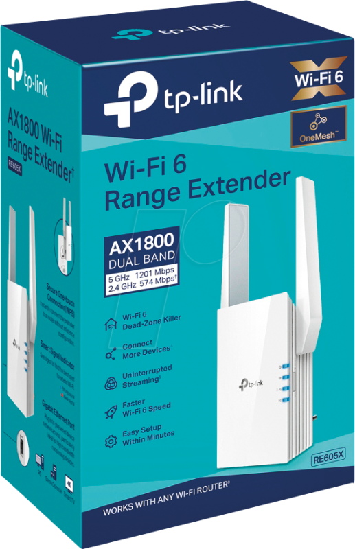TP-Link - RE605X AX1800 雙頻OneMesh Gigabit無綫網路WiFi 6訊號延伸器 - Star Worldwide