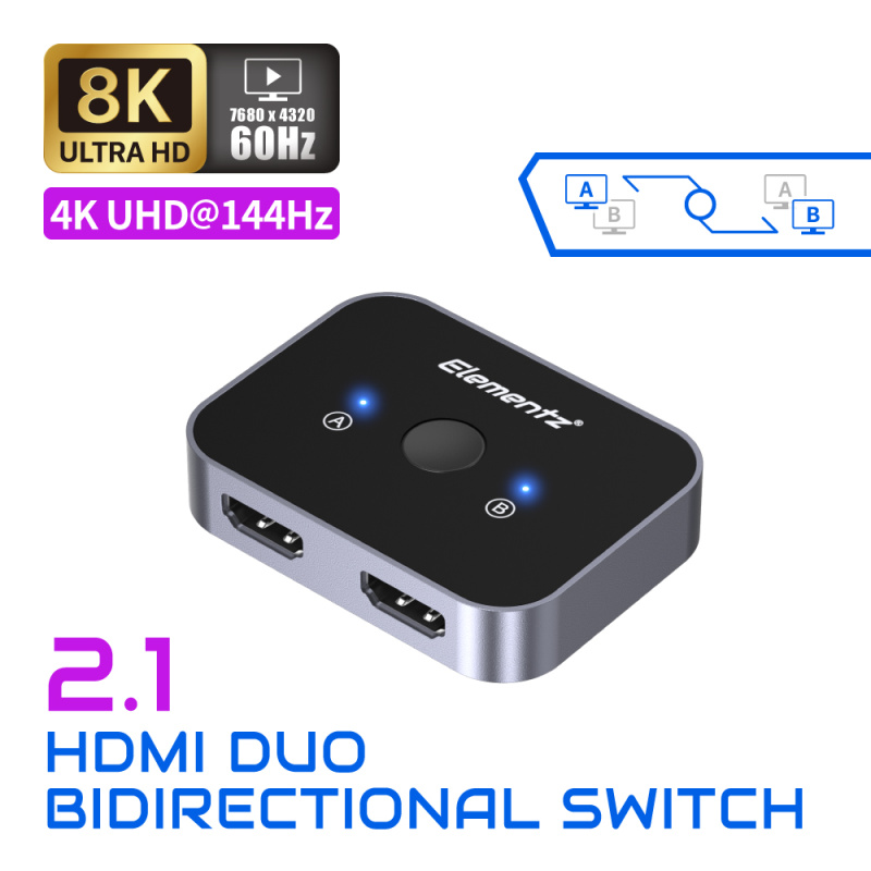 Elementz 8K@60Hz Dual HDMI Switch 雙向 HDMI 切換器 - Mixer Audio