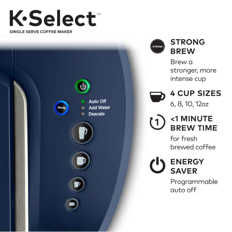 Keurig K-Select 單份 K-Cup Pod 咖啡機，啞光海軍藍 - 豐盛數碼電器