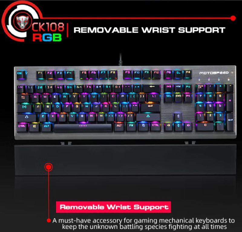 Motospeed CK108 RGB Mechanical Programmable Gaming Keyboard 電競自定義遊戲鍵盤 - Everwin Technologies Company