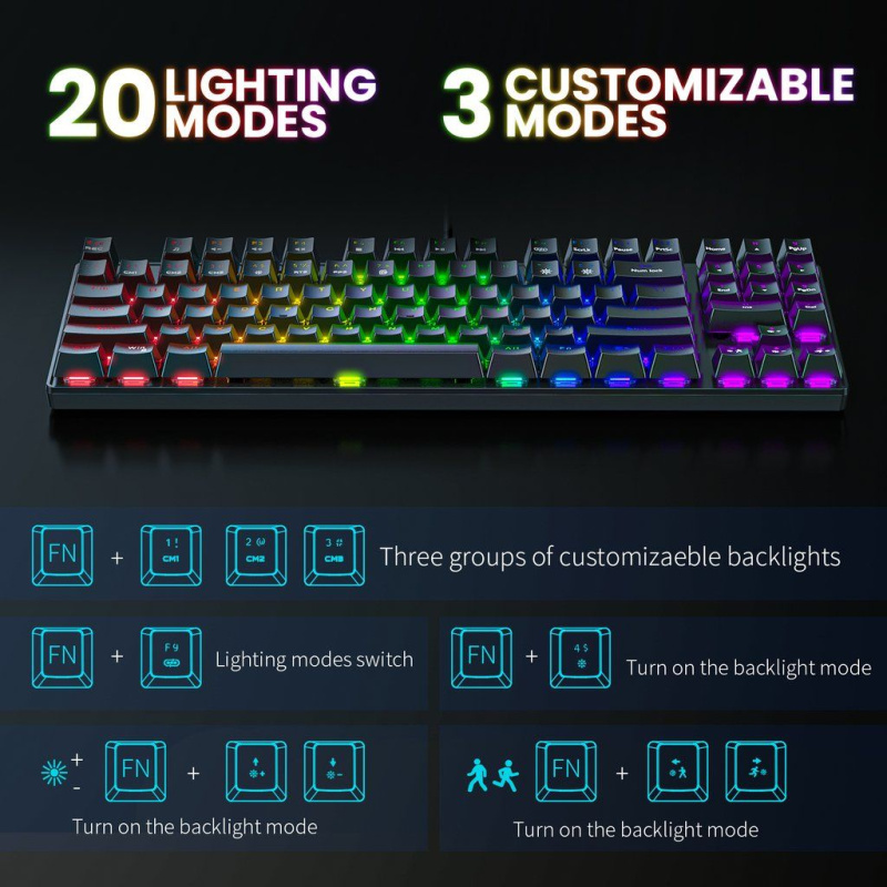 Onikuma G26 CW905 RGB Mechanical Programmable Gaming Keyboard with ...