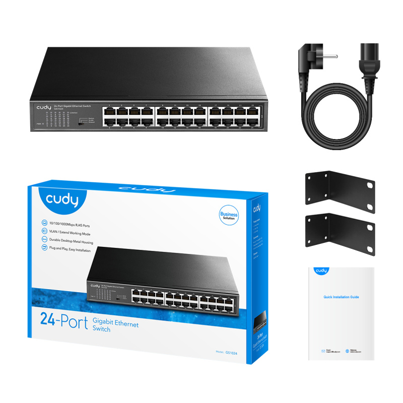 Cudy 24-Port Gigabit Ethernet Switch ( GS1024 ) - 樂天電腦 FreeCom Computer