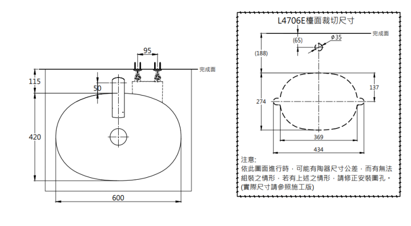 TOTO , L4706E , 檯上洗手盆 - 香港21衛浴潔具有限公司