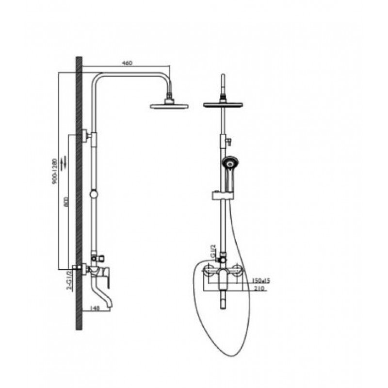 Richford RF173033 鍍鉻色雨淋花灑套裝 (ø35) - Richford 浴室潔具專門店