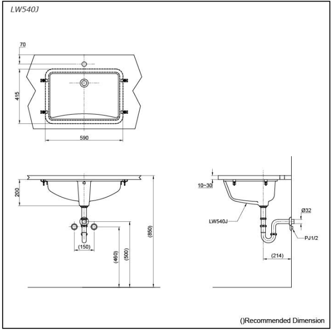 TOTO , LW540J , 枱下式洗臉盆 - 香港21衛浴潔具有限公司