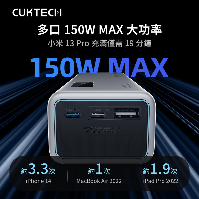 CUKTECH 15號電能柱20000mAh移動電源 [支持120W超充 | 多口150W Max | 可上飛機] - MoboPlus
