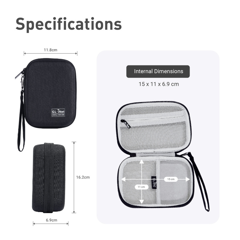 GL.iNet Gadget Organizer Case for Travel Routers (Black) - GLiNET