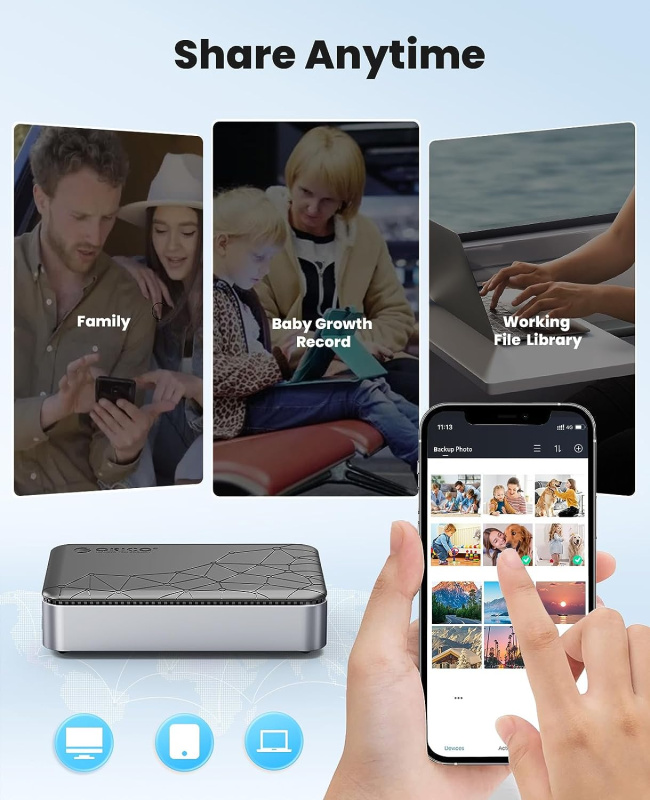 ORICO Personal Private Storage 2.5" HDD/SSD NAS Type-C Port with Backup Function(diskless ...