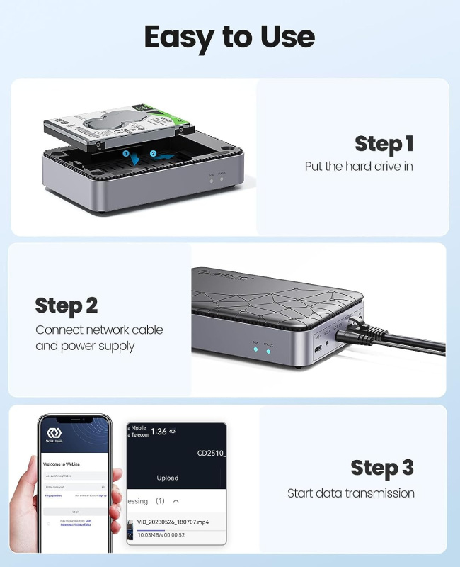 ORICO Personal Private Storage 2.5" HDD/SSD NAS Type-C Port with Backup Function(diskless ...
