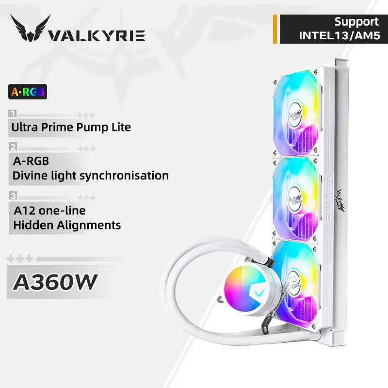 Valkyrie A360 ARGB 360mm AIO Liquid Cooler White - ACCESSPOINT TECHNOLOGY COMPUTER