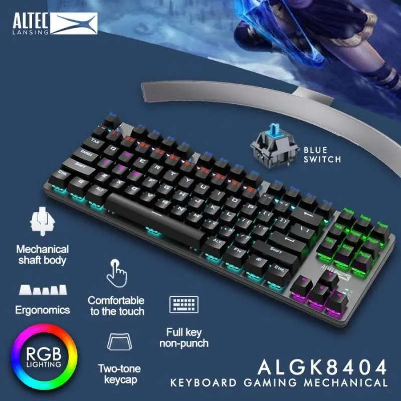 ALTEC LANSING ALGK8404 BLUE SWITCH WIRED E-SPORT 機械遊戲鍵盤 GAMING KEYBOARD ...