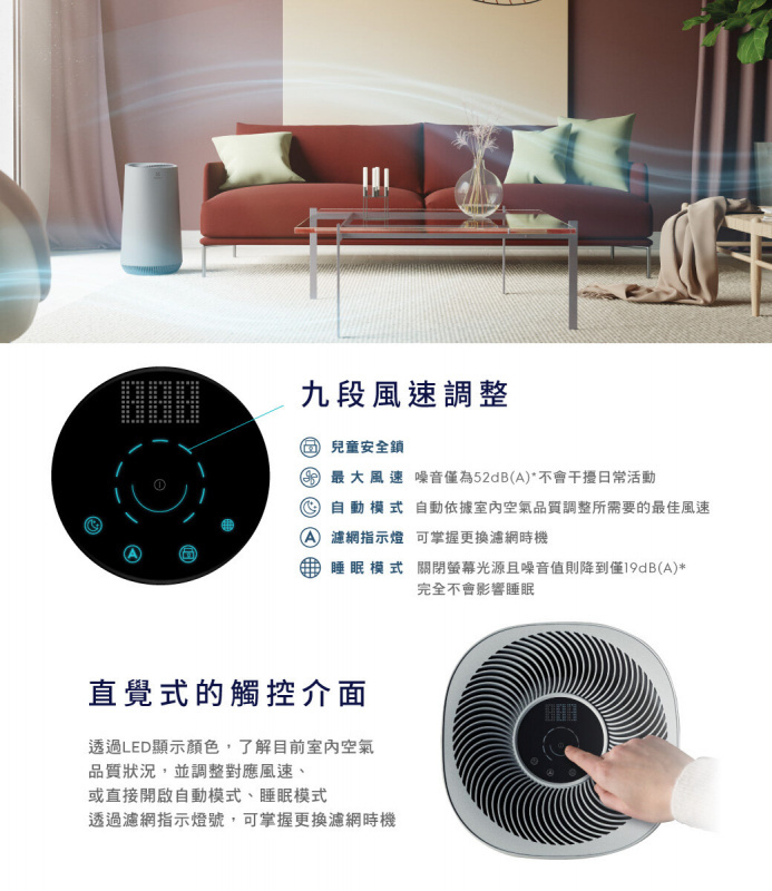 Price網購 - [開倉價|包裝瑕疵貨品]ELECTROLUX FA41-402GY 空氣清新機 空氣淨化 HEPA13 抗菌濾網 Flow A4