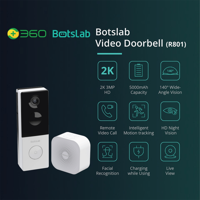 Price網購 - 360 Botslab R801 超廣角智能門鈴 Video Doorbell 2K