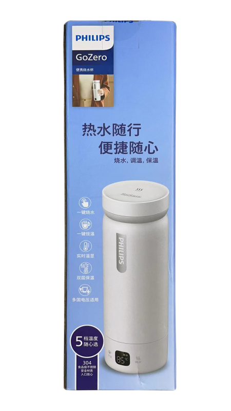 飛利浦 - GoZero 便攜燒水杯 AWP2768（白色）電熱杯 不鏽鋼燒水杯 自動保溫杯 智能溫顯杯 保溫杯 水杯 旅行暖水壺 【平行進口】 - 宏基數碼