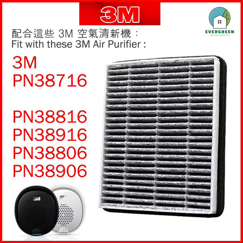 3M 汽車空氣清新機替換濾網 適用於3M PN38816 PN38916 PN38806 PN38906 (PN38716) 空氣清新機 備用 ...