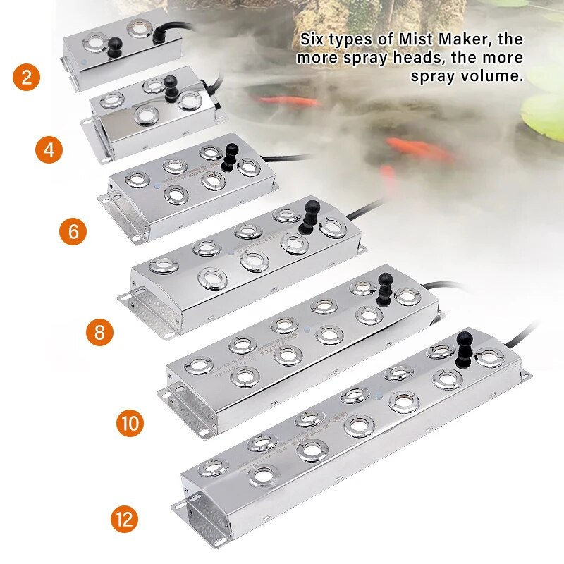 24681012 頭超音波造霧器空氣加濕器水耕霧化器超音波霧化器板 DC 48V - 朝日新泰商貿