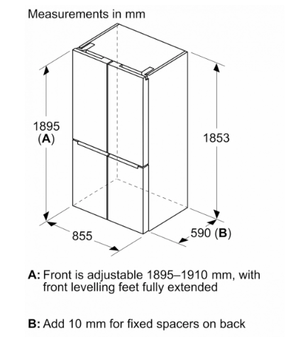 Bosch KMC85LBEA 550公升 Series 4 法式無霜纖薄十字門雪櫃 (黑鑽玻璃) (需先睇位) - 電器鐵甲人
