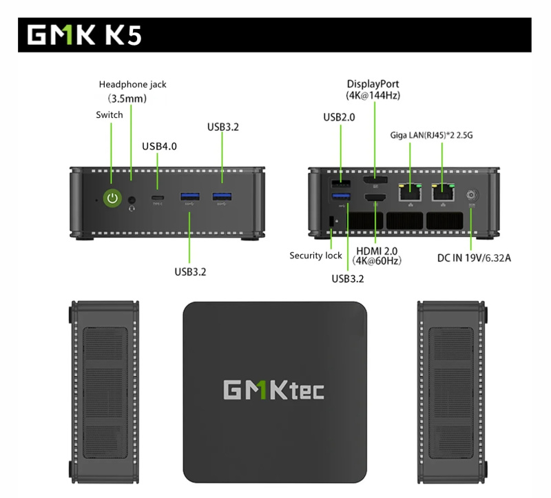 GMKtec K7 i5-13500H Mini PC Windows 11 PRO DDR5 5600MHz NVME SSD 2.5G ...
