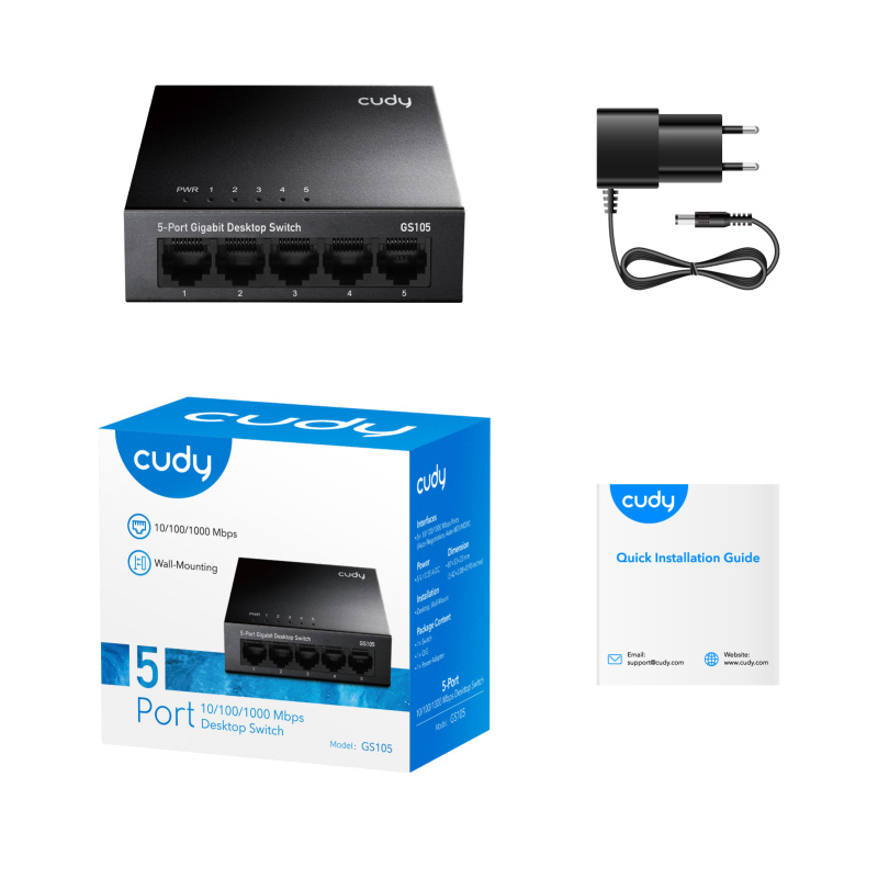 Cudy 5-Port Gigabit Switch ( GS105 ) - 樂天電腦 FreeCom Computer