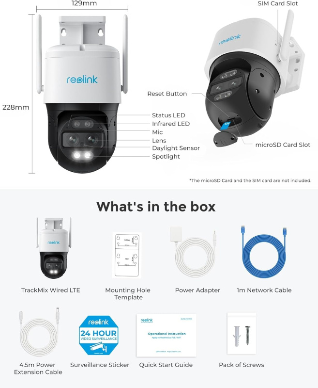 Reolink [TrackMix Wired LTE 4G 2K] 4MP 戶外網絡攝影機 - 訊達科技 Cosmic Technology