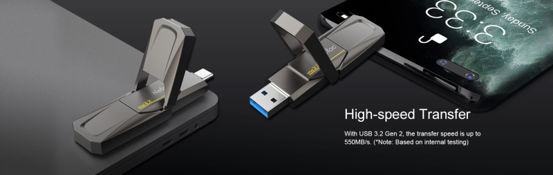 Netac 128GB US5 Type-C USB 3.2 Gen 2 Dual Flash Drive - 虹館