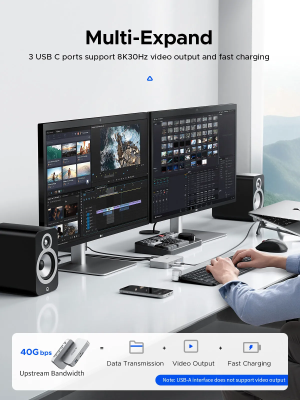 ORICO USB4 6-in-1 Type-C Desktop Docking Station with PD 85W Charging ...