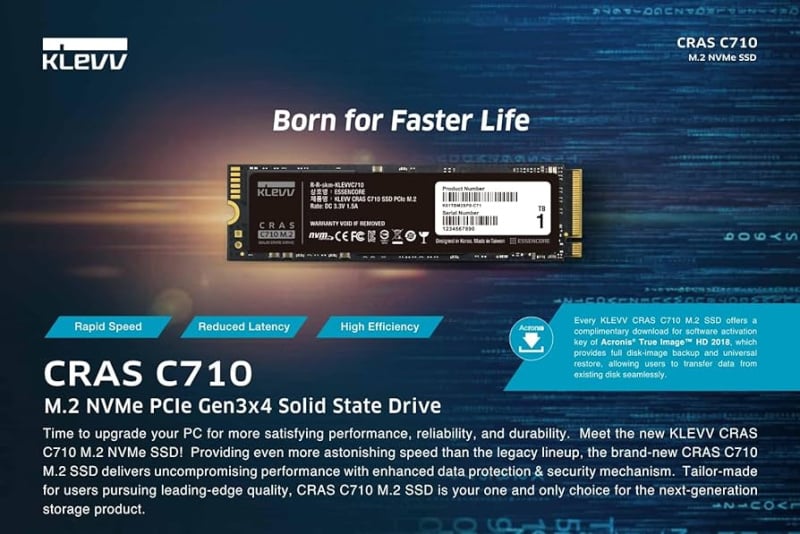 KLEVV CRAS C710 512GB M.2 NVMe PCIe Gen3x4 Internal SSD up to 2050MB/s ...