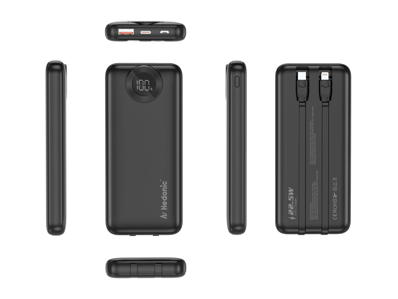 Hedonic 10000mah PD 3.0 22.5W Lightning & USB-C 流動快速充電池, Black, 81023 ...