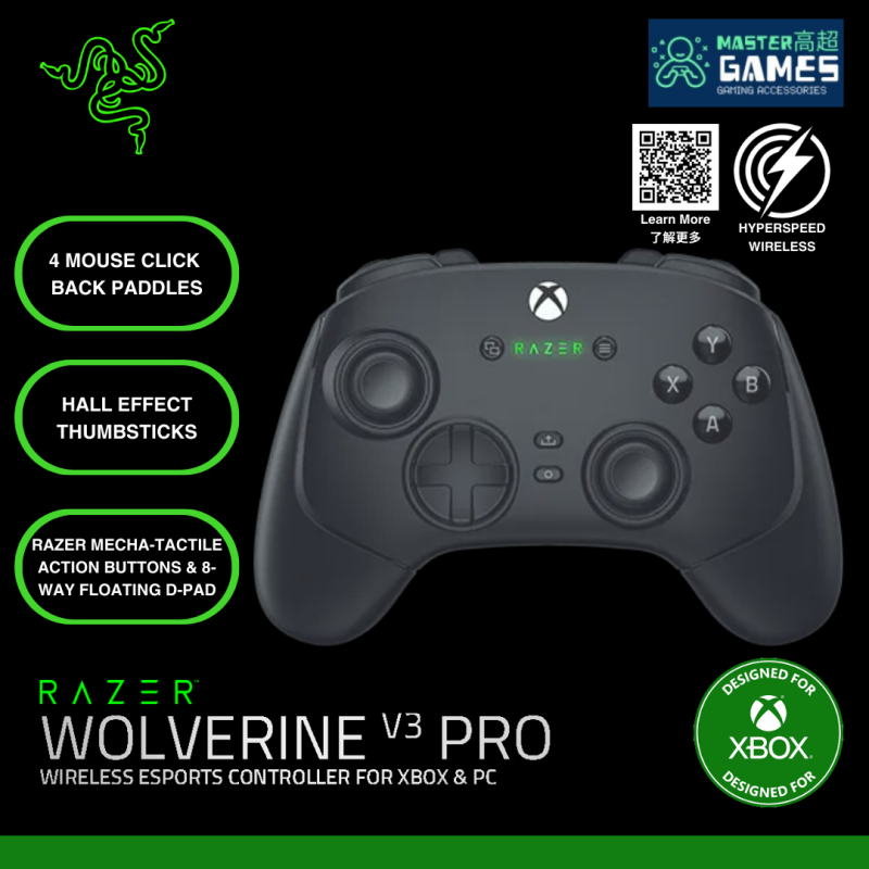 Razer Wolverine V3 Pro – 精密無線遊戲手柄，適用於 Xbox 和 PC - Master Games 高超