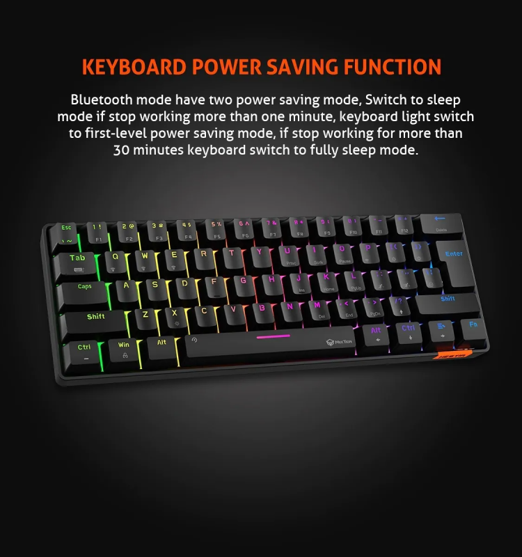 Meetion Dual Mode Bluetooth 60 Gaming Keyboard 無線機械鍵盤 MT-MK005BT - 佳樺電腦
