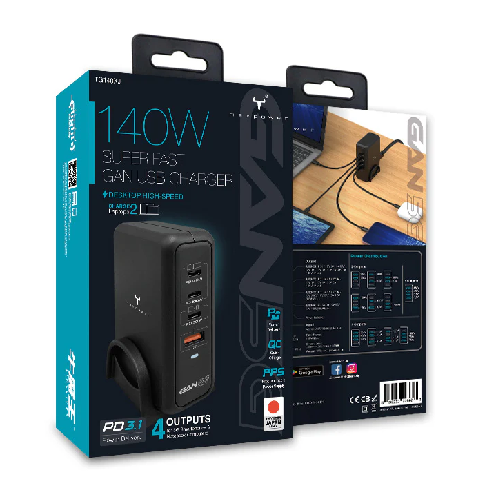 牛魔王 TG140XJ 140W PD3.1 4 位 GaN USB 充電器【香港行貨】 - i-Mugen官方旗艦店