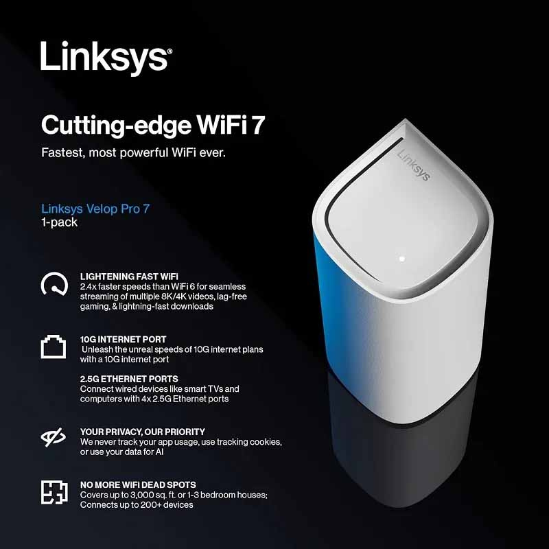 Price網購 - Linksys Velop Pro 7 10G Tri-Band Mesh BE11000 WiFi 7 Router ...