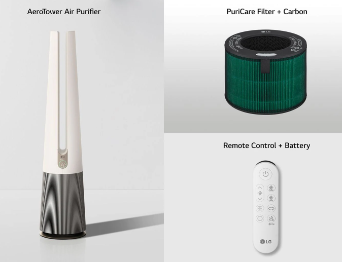 Price網購 - LG PuriCare™ AeroTower Hit 二合一空氣淨化風扇 (樺木白) FS15GPBK0 HEPA UVnano