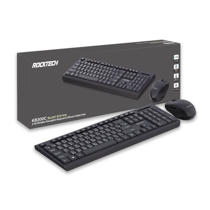 ROCKTECH KB300C 靜音設計AES128 Bit加密式鍵盤滑鼠套裝 - ROCKTECH (HONG KONG) LIMITED