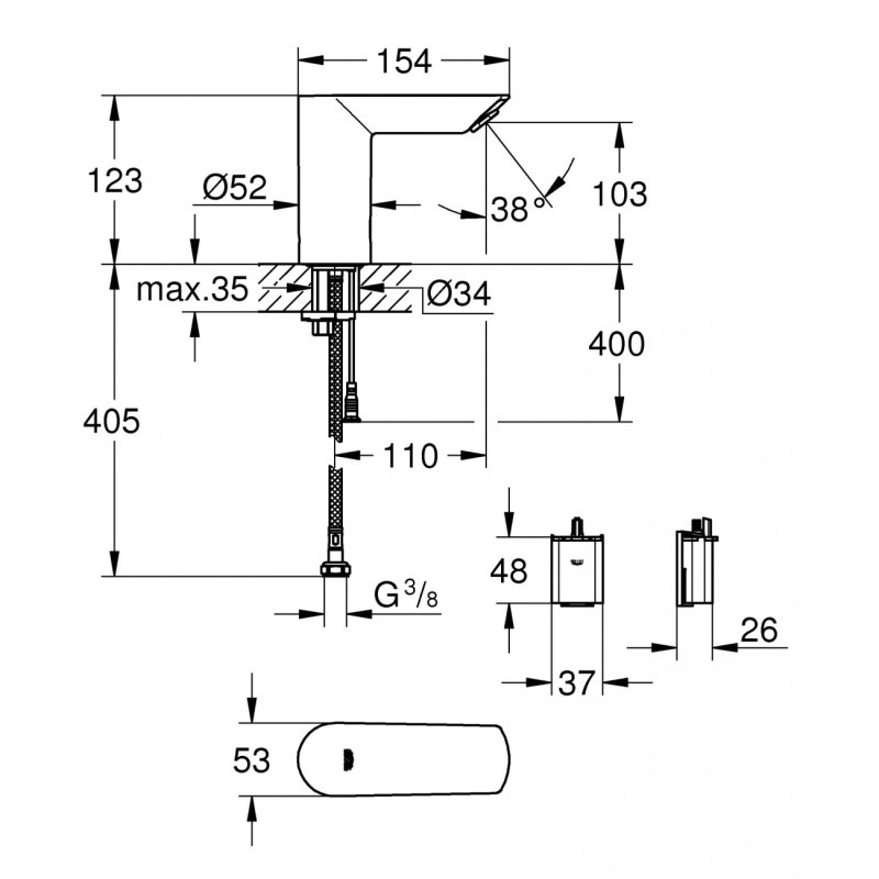 GROHE , Bau Cosmopolitan E , 感應龍頭 , 36452000 - 香港21衛浴潔具有限公司