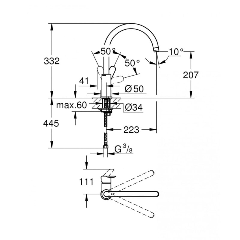 GROHE , BAUEDGE , 高身廚房龍頭 , 31367000 - 香港21衛浴潔具有限公司