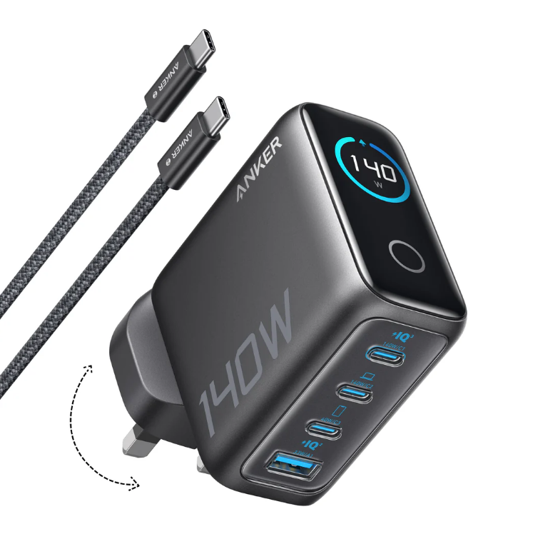 Anker Charger (140W, 4-Port, PD 3.1) 4輸出牆插充電器連 USB-C 充電線 - i-Mugen官方旗艦店