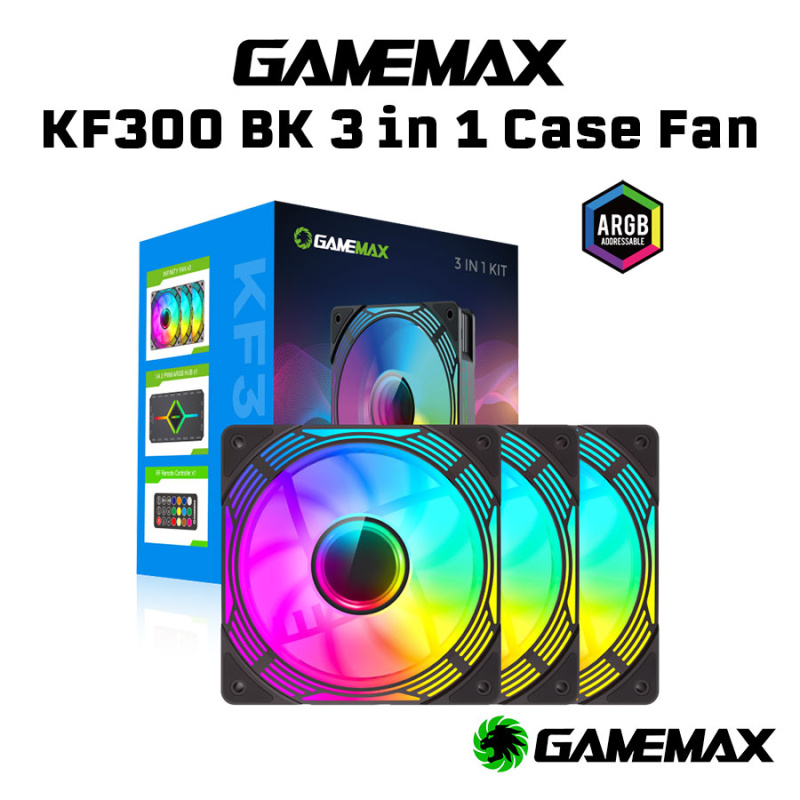 Price網購 - GAMEMAX KF300 BK/WH ARGB 3 in 1 Case Fan With Hub 黑色/白色