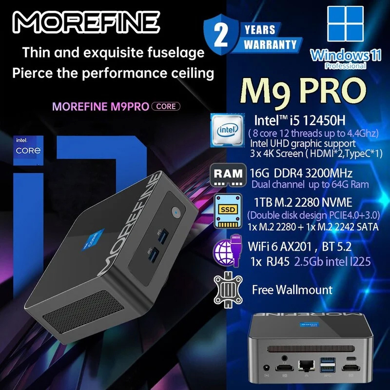 Price網購 - [優惠碼再減$100] MoreFine M9 Pro Mini-PC 迷你電腦 (i7-13620H, 16GB+1TB ...