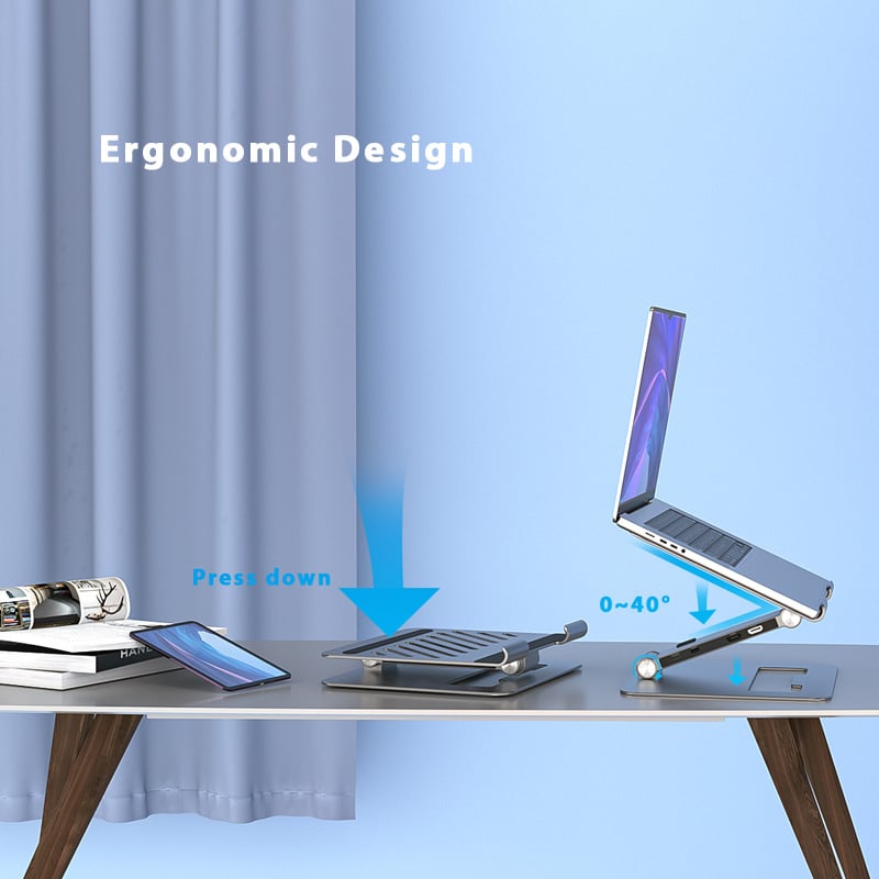 WAVLINK - UMD07 手提電腦 ipad支架( USB-C PD 充電 )鋁合金多角度升降調節 便攜折疊 適用於17寸以下 雙 ...