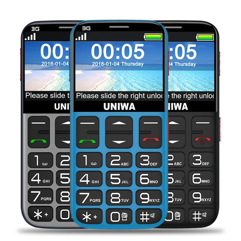 日本JTSK - UNIWA多功能直板長者平安手機 超長待機特大鈴聲大按鍵大字體 - JTSK Global Store