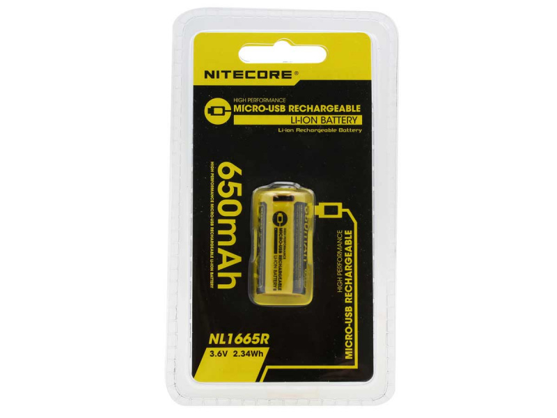 Nitecore NL1665R 3.6V 650mAh 16340 Micro-USB 可充 鋰電池 香港行貨 - hkequipment ...