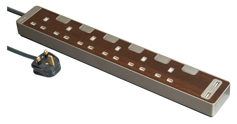 SCHNEIDER 6 WAY 3M 13A POWER BAR w/2 USB 6位獨立開關安全插座 TSH36U_3_WD_C5 ...