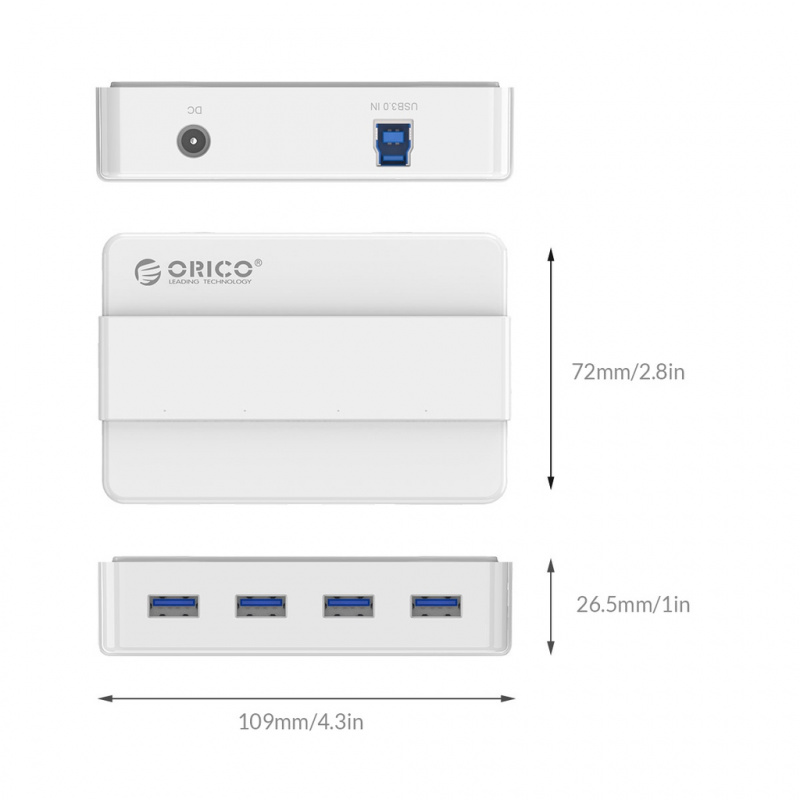 ORICO 4 Port USB3.0 HUB with Power Supply [H4928-U3] - ORICO 香港專賣店