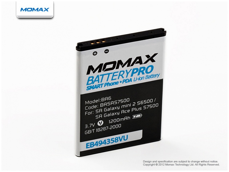 MOMAX Samsung Ace Plus S7500/mini 2 S6500 Battery (BASAS7500) 價錢、規格及用家 ...