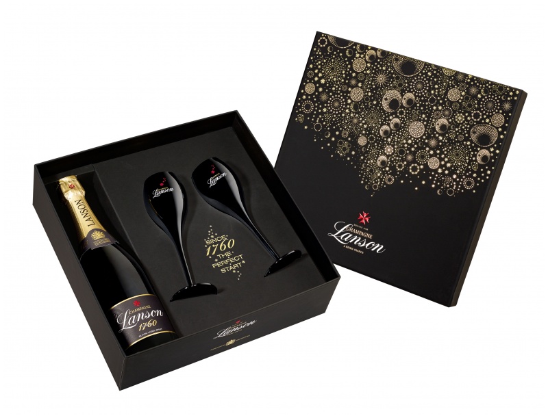Lanson Black Label Brut Champagne Gift Box with 2 Black Glasses 價錢、規格及用 ...