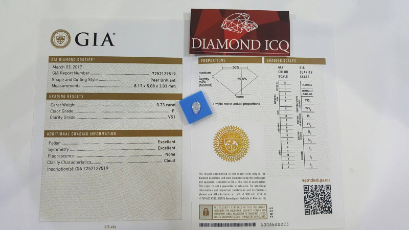 Diamond ICQ GIA 鑽石 0.73卡 F 色 VS1 價錢、規格及用家意見 - 香港格價網 Price.com.hk