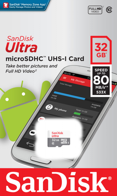 SanDisk Ultra C10 UHS-I microSDHC 記憶卡 32GB [R:80] 價錢、規格及用家意見 - 香港格價網 ...